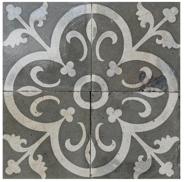 Reclaimed Encaustic Floor Tiles with Pattern at 1stDibs