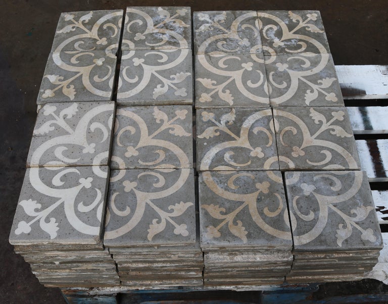 Reclaimed Encaustic Floor Tiles with Pattern at 1stDibs