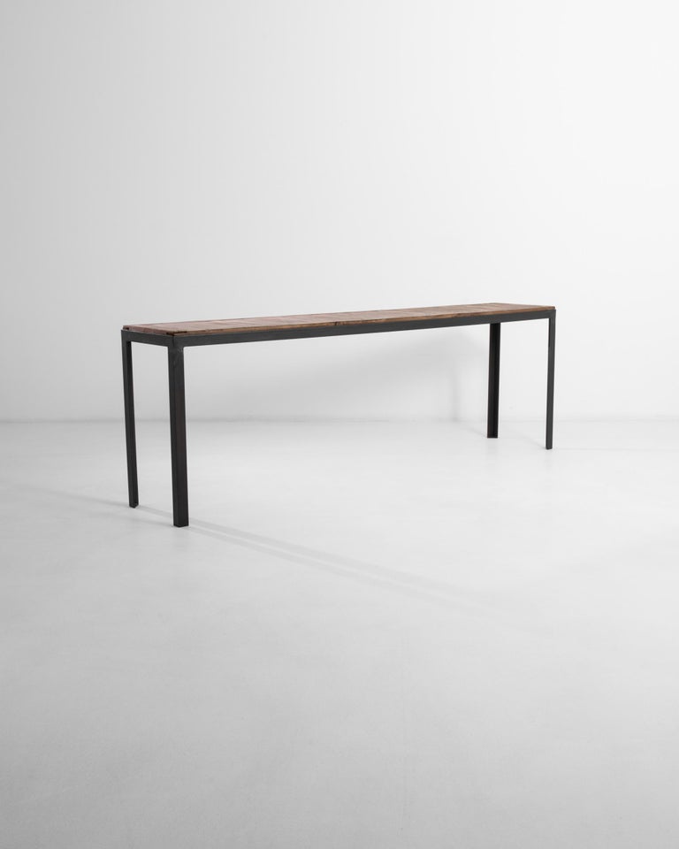 Reclaimed French Metal Table with Wooden Top For Sale at 1stDibs