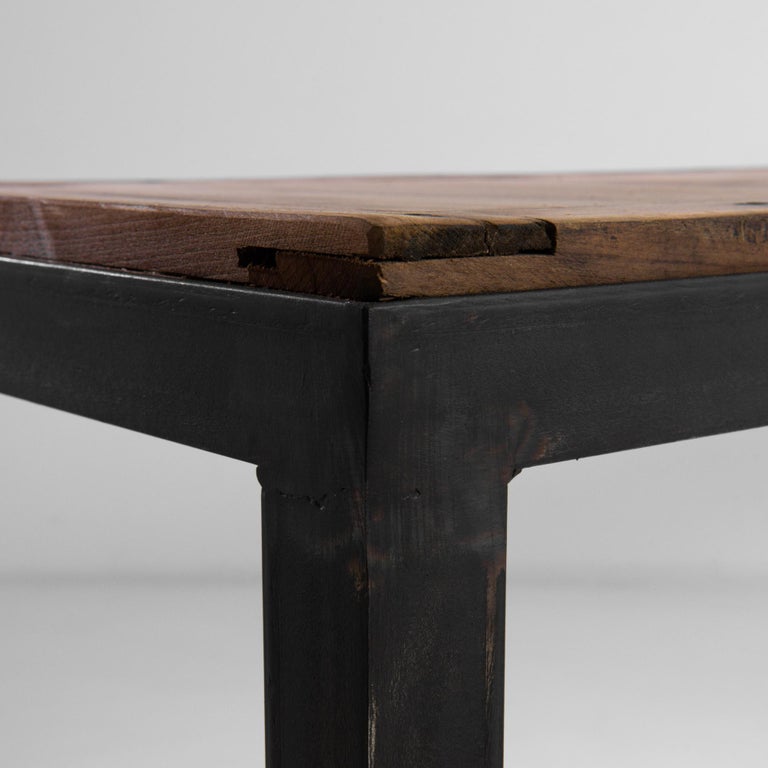 Reclaimed French Metal Table with Wooden Top For Sale at 1stDibs