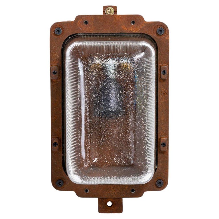 Reclaimed Industrial Angled Wall Lights with Linear Prismatic Glass For ...