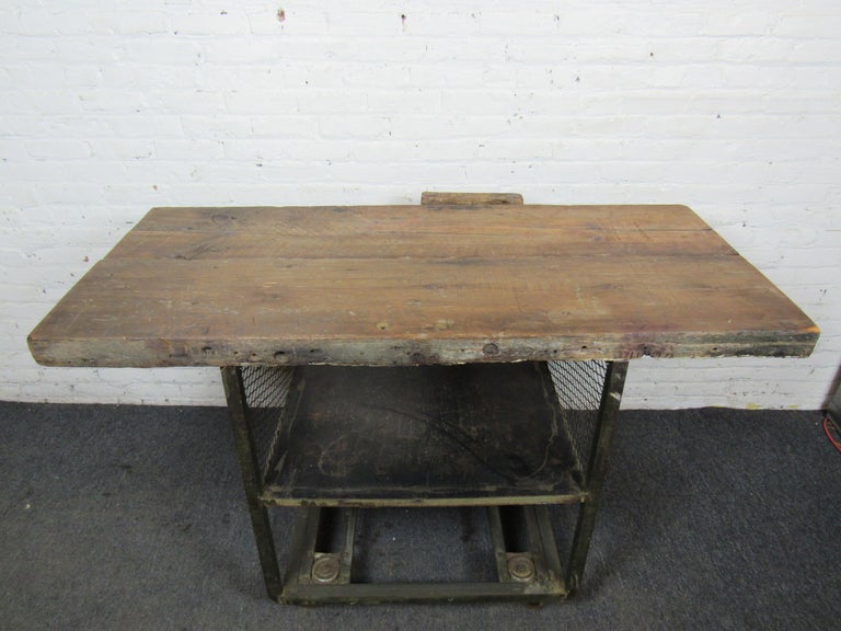 Reclaimed Industrial Work Table For Sale at 1stDibs