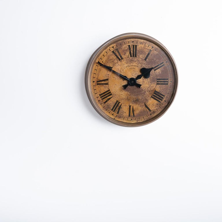 Reclaimed Large Brass Factory Clock by Synchronome at 1stDibs