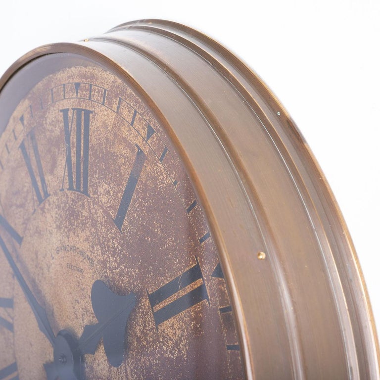 Reclaimed Large Brass Factory Clock by Synchronome at 1stDibs