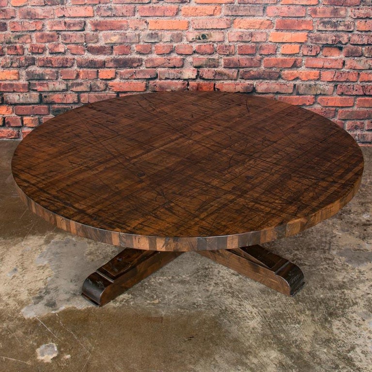 Reclaimed Maple Boxcar Wood Round Coffee Table at 1stDibs