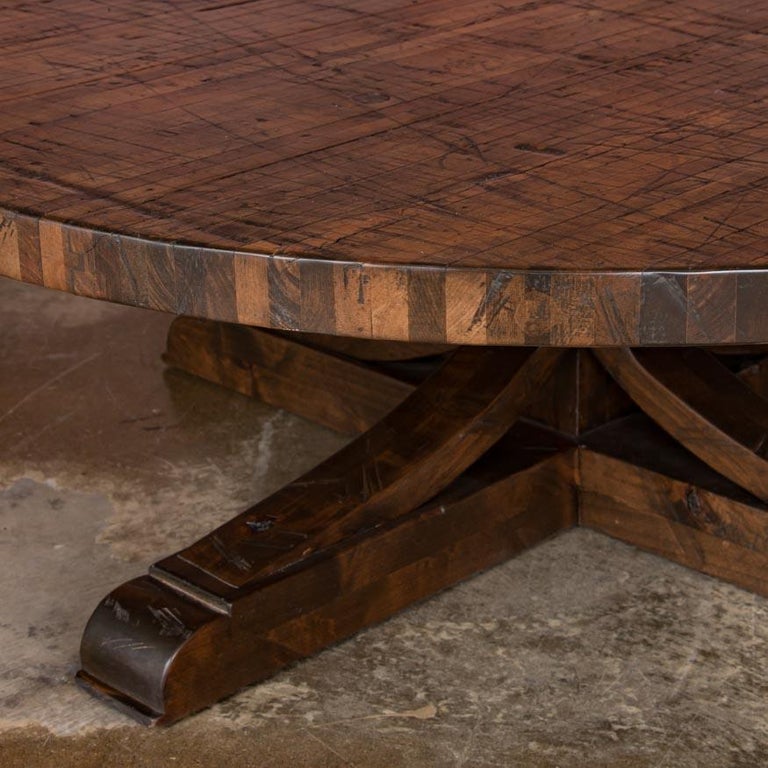 Reclaimed Maple Boxcar Wood Round Coffee Table at 1stDibs