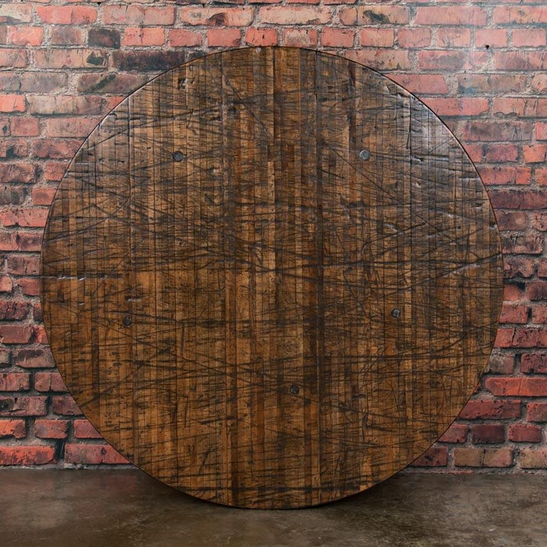 Reclaimed Maple Boxcar Wood Round Coffee Table at 1stDibs