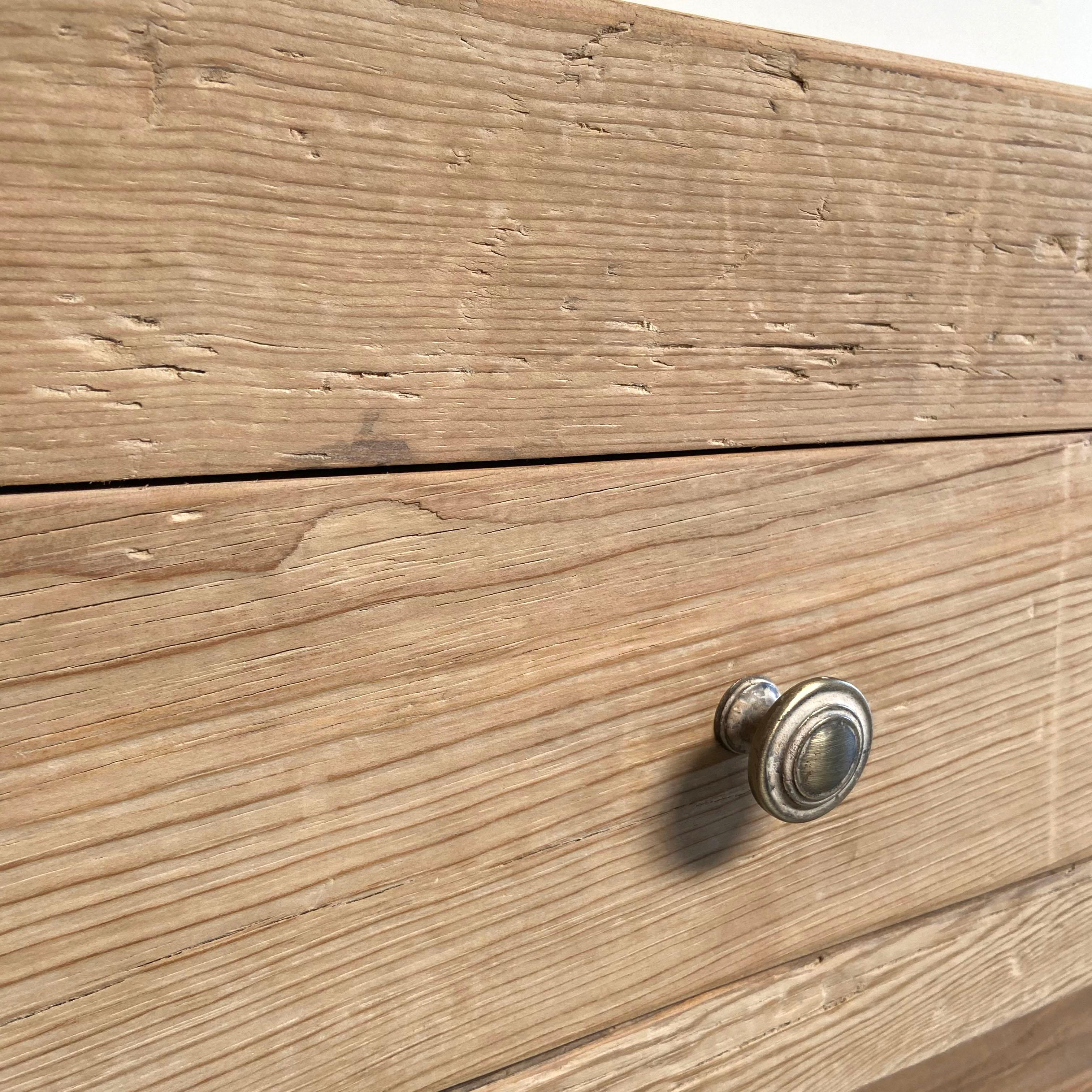 Reclaimed Natural Pine Cabinet with Drawers and Doors at 1stDibs
