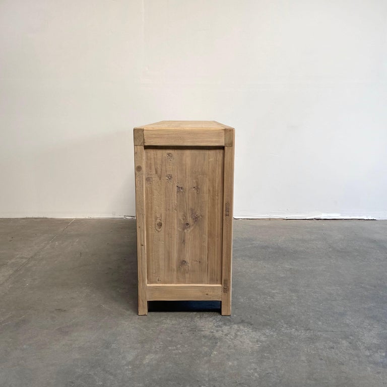 Reclaimed Natural Pine Cabinet with Drawers and Doors at 1stDibs