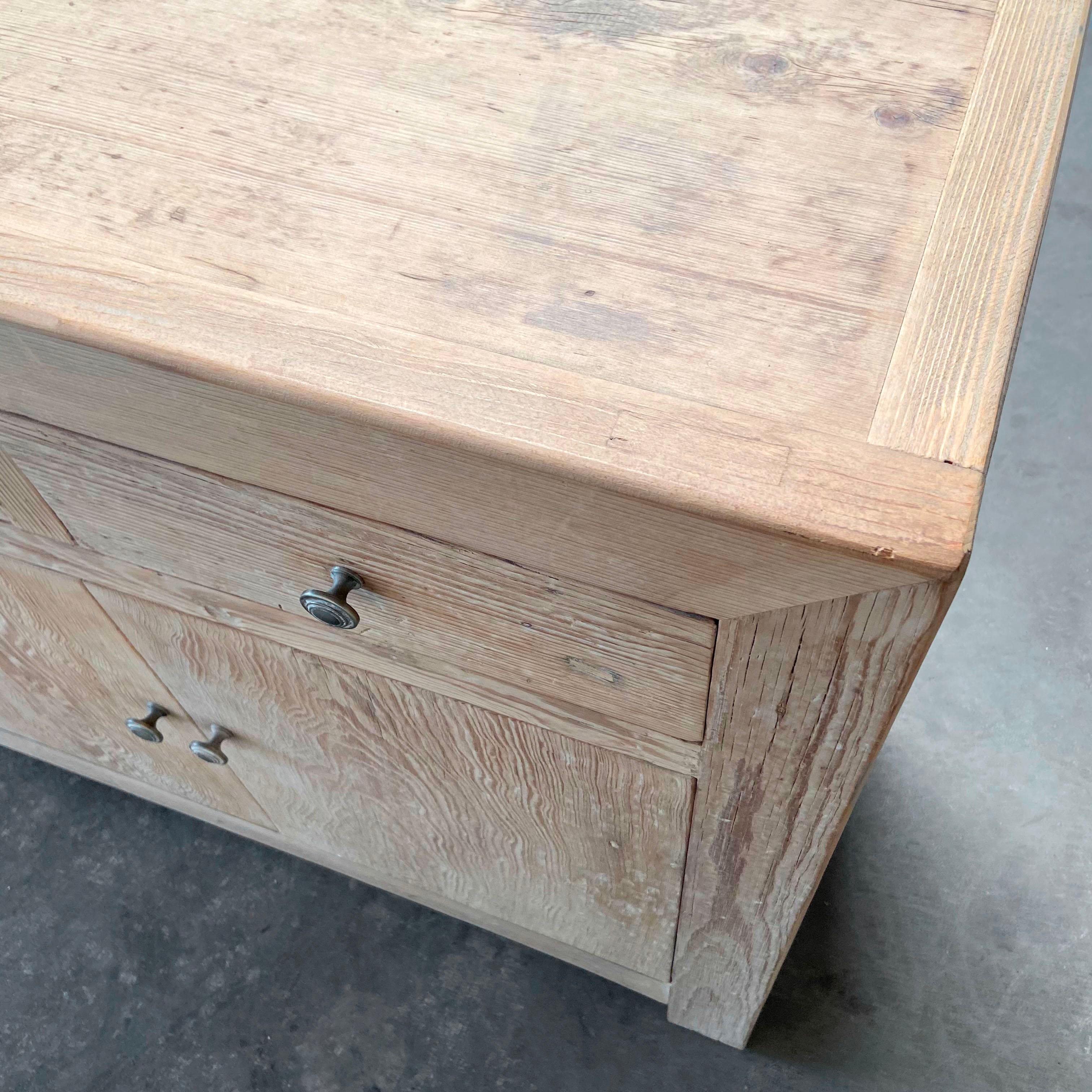 Reclaimed Natural Pine Cabinet with Drawers and Doors at 1stDibs