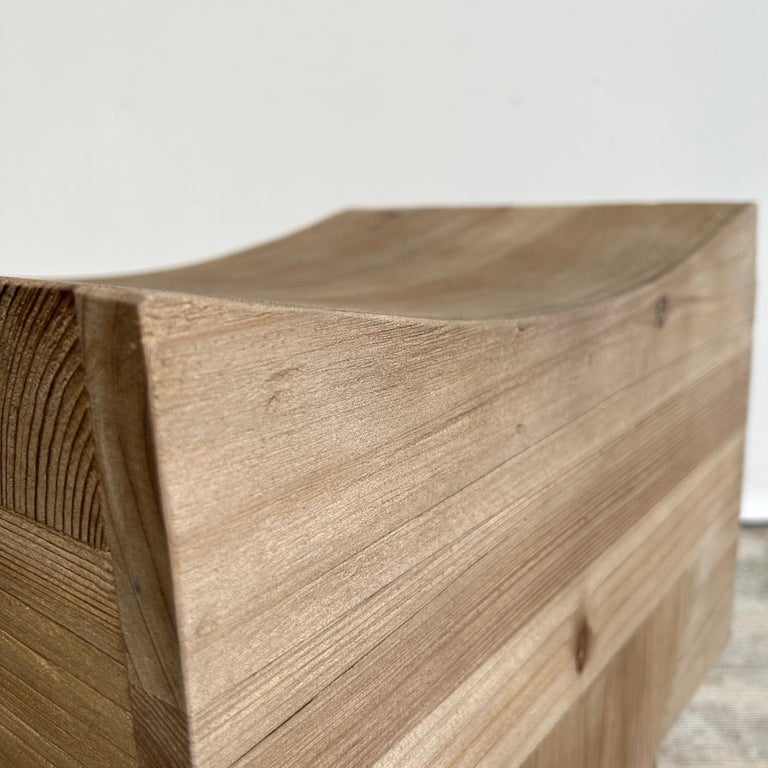 Reclaimed Natural Pine Wood Stool For Sale at 1stDibs