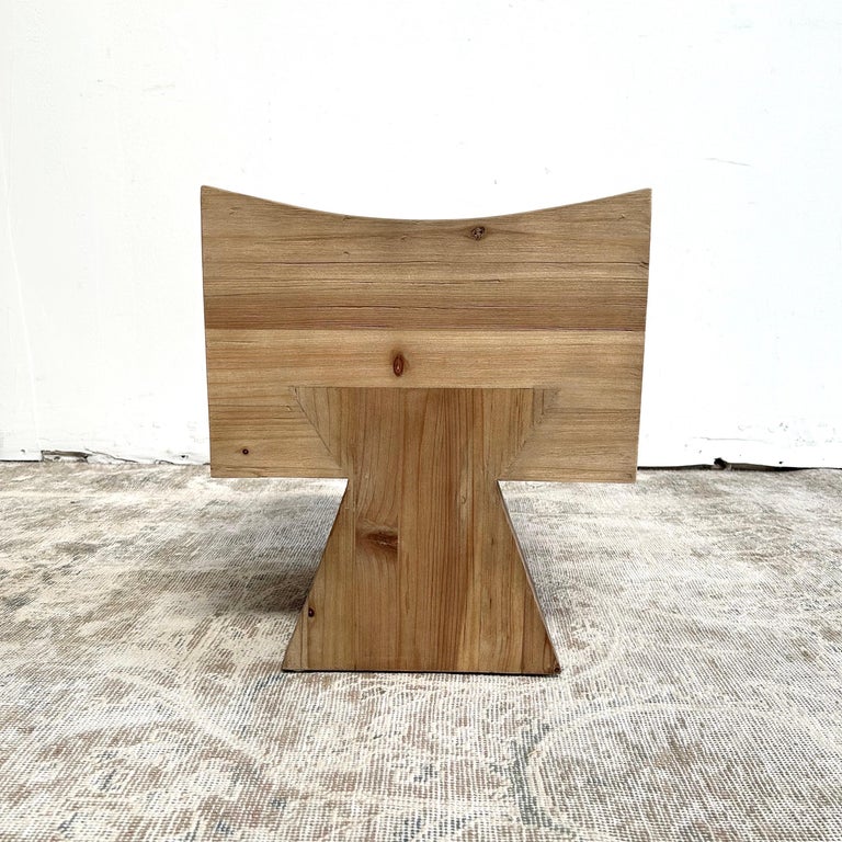 Reclaimed Natural Pine Wood Stool For Sale at 1stDibs