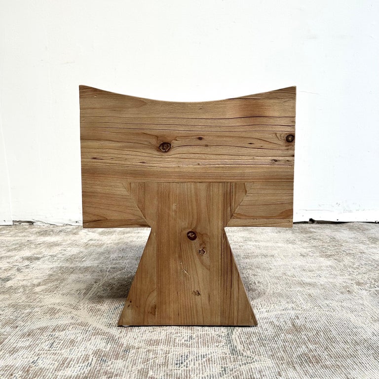 Reclaimed Natural Pine Wood Stool For Sale at 1stDibs