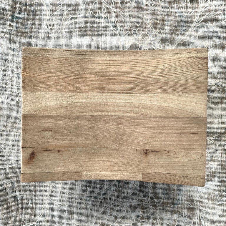 Reclaimed Natural Pine Wood Stool For Sale at 1stDibs