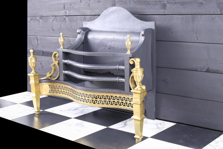 Reclaimed Neoclassical Elegant Cast Iron and Brass Fire Basket Adam ...