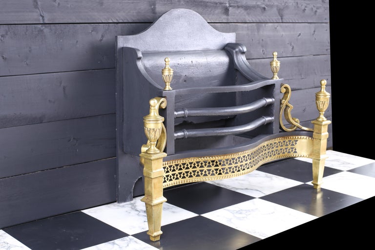 Reclaimed Neoclassical Elegant Cast Iron and Brass Fire Basket Adam ...