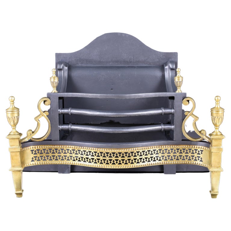 Reclaimed Neoclassical Elegant Cast Iron and Brass Fire Basket Adam ...