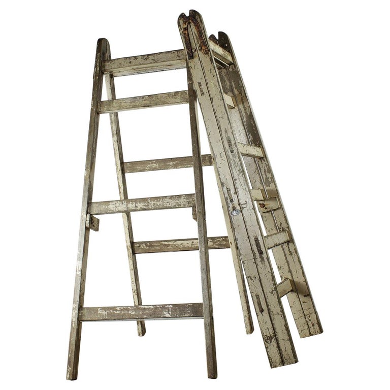 Reclaimed Pair of Wooden Trestle Ladders, 20th Century For Sale at 1stDibs