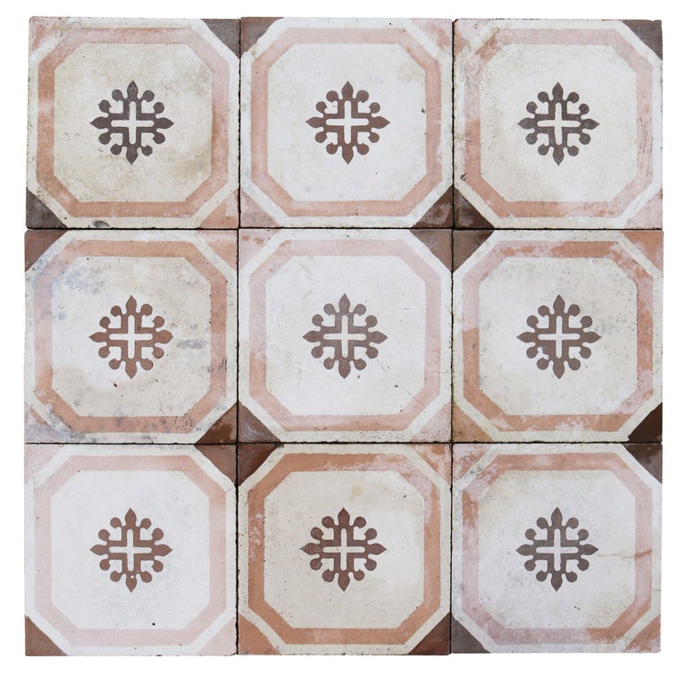 Reclaimed Patterned Encaustic Cement Floor Tiles at 1stDibs