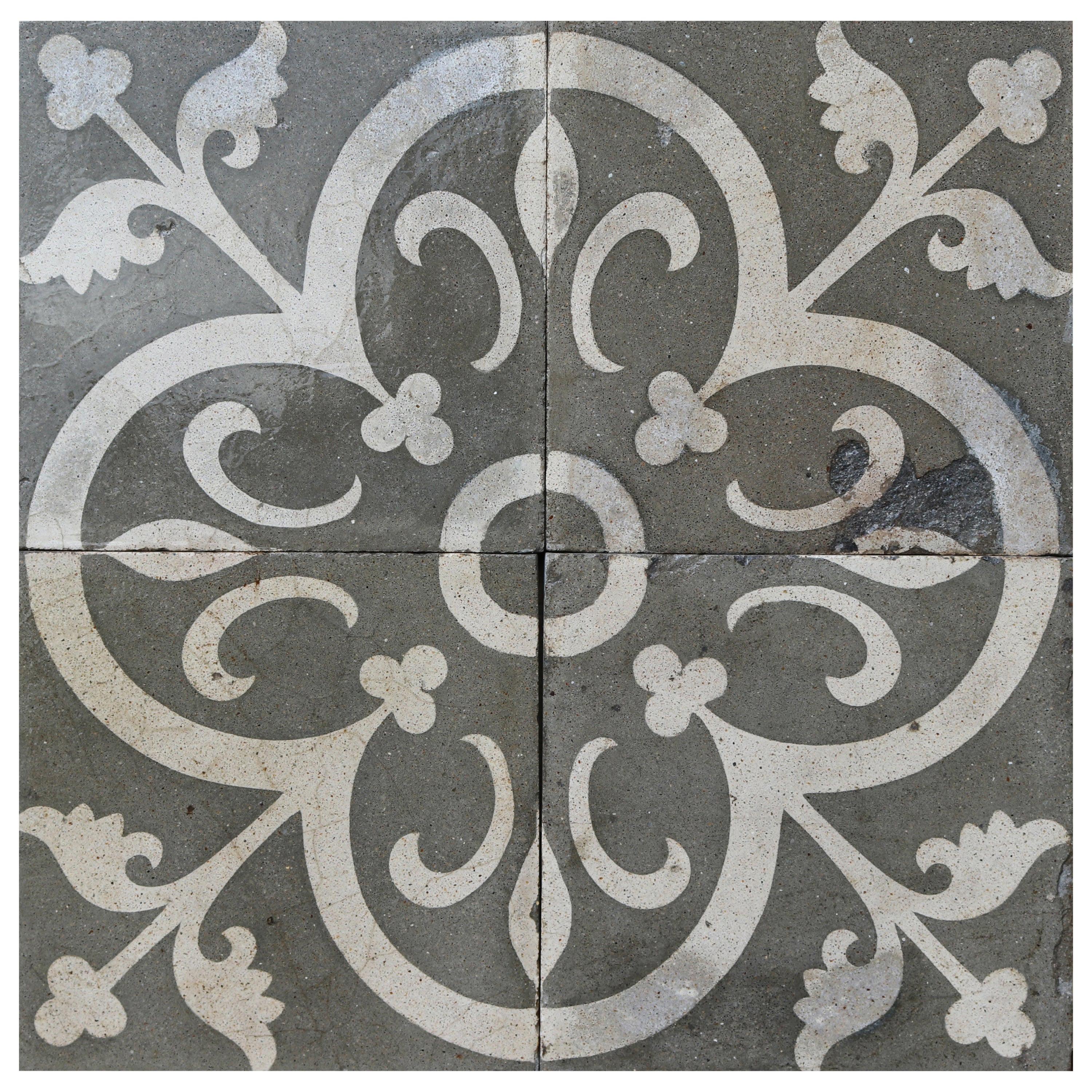 Reclaimed Patterned Encaustic Floor Tiles at 1stDibs