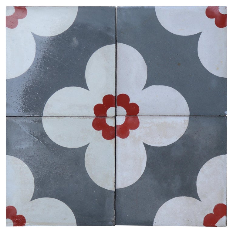 Reclaimed Patterned Encaustic Floor Tiles at 1stDibs