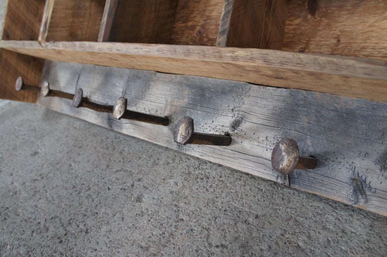 Reclaimed Pine Hanging Wall Cubby Hall Tree Shelf Railroad Spikes Aspen ...