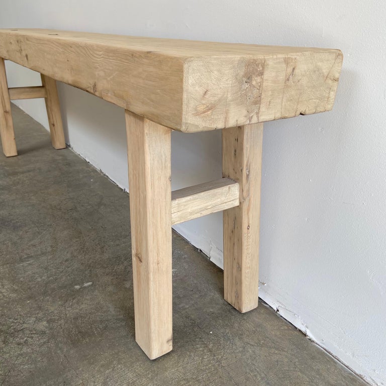 Reclaimed Pine Thick Plank Top Console Table For Sale at 1stDibs