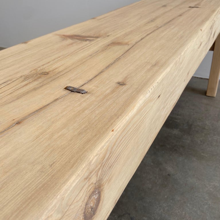 Reclaimed Pine Thick Plank Top Console Table For Sale at 1stDibs