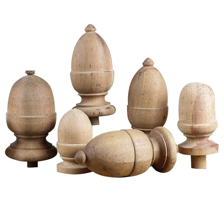 Reclaimed Solid Wood Finials / Post Tops, 20th Century For Sale at 1stDibs
