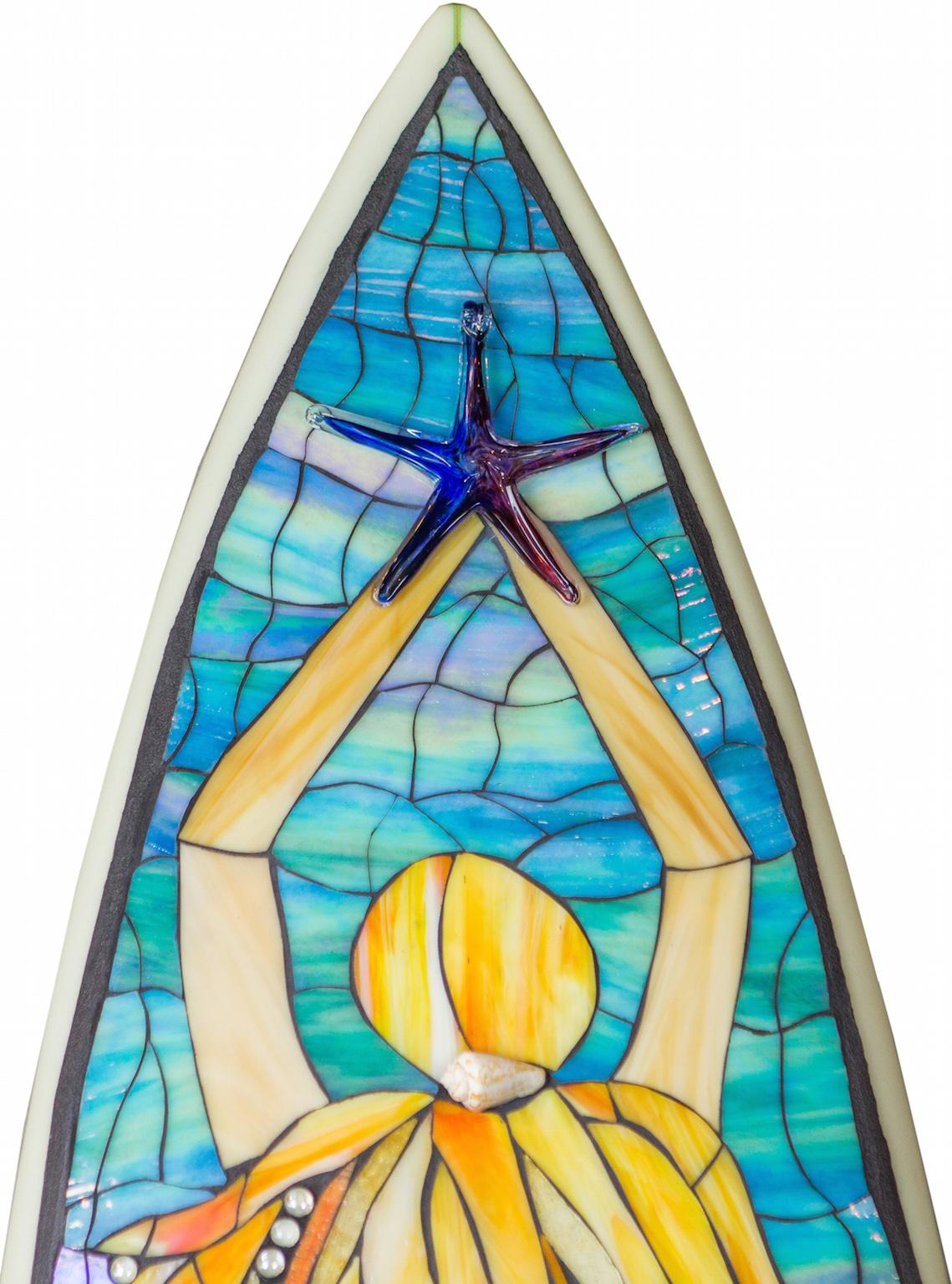 Reclaimed Surfboard Golden Mermaid Original Art at 1stDibs