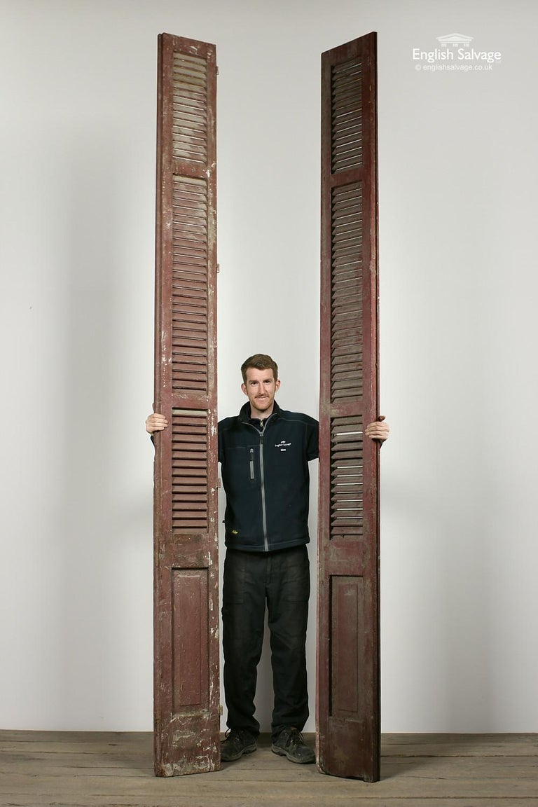 Reclaimed Tall Painted Narrow Shutters, 20th Century For Sale at 1stDibs