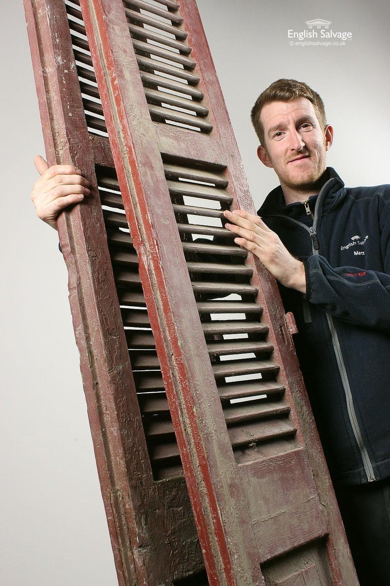Reclaimed Tall Painted Narrow Shutters, 20th Century For Sale at 1stDibs