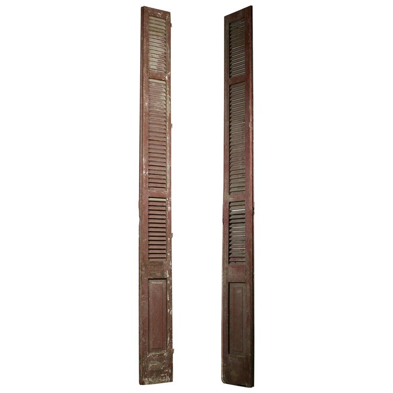 Reclaimed Tall Painted Narrow Shutters, 20th Century For Sale at 1stDibs