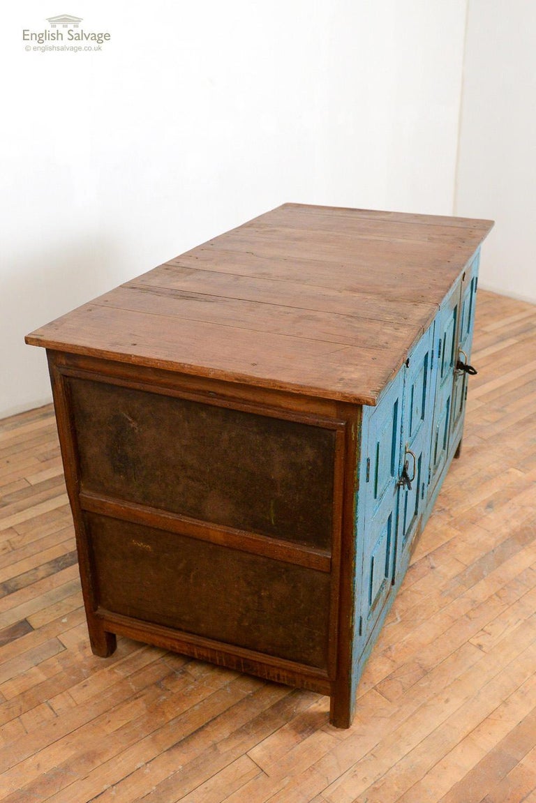 Reclaimed Teak Blue Painted Sideboard, 20th Century For Sale at 1stDibs