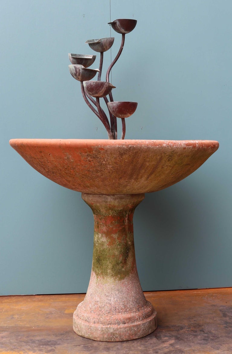 Reclaimed Terracotta Fountain Bowl / Bird Bath at 1stDibs