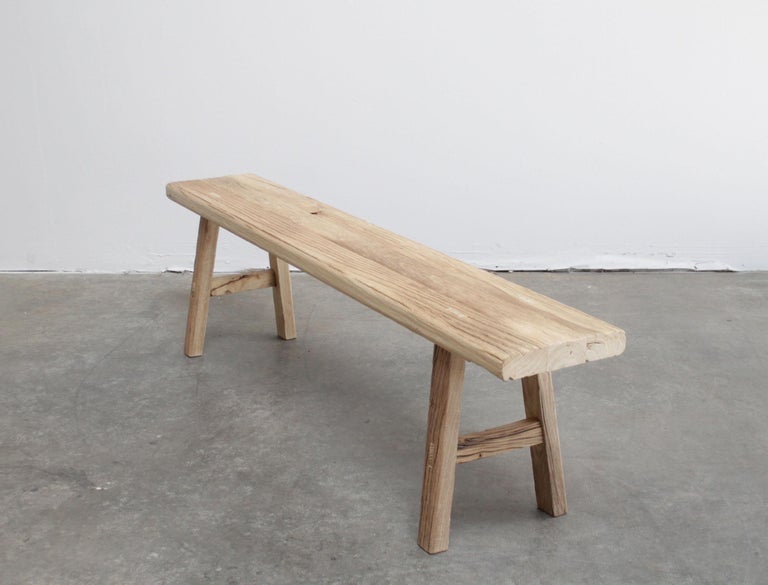 Reclaimed Vintage Elmwood Wide Seat Bench For Sale at 1stDibs