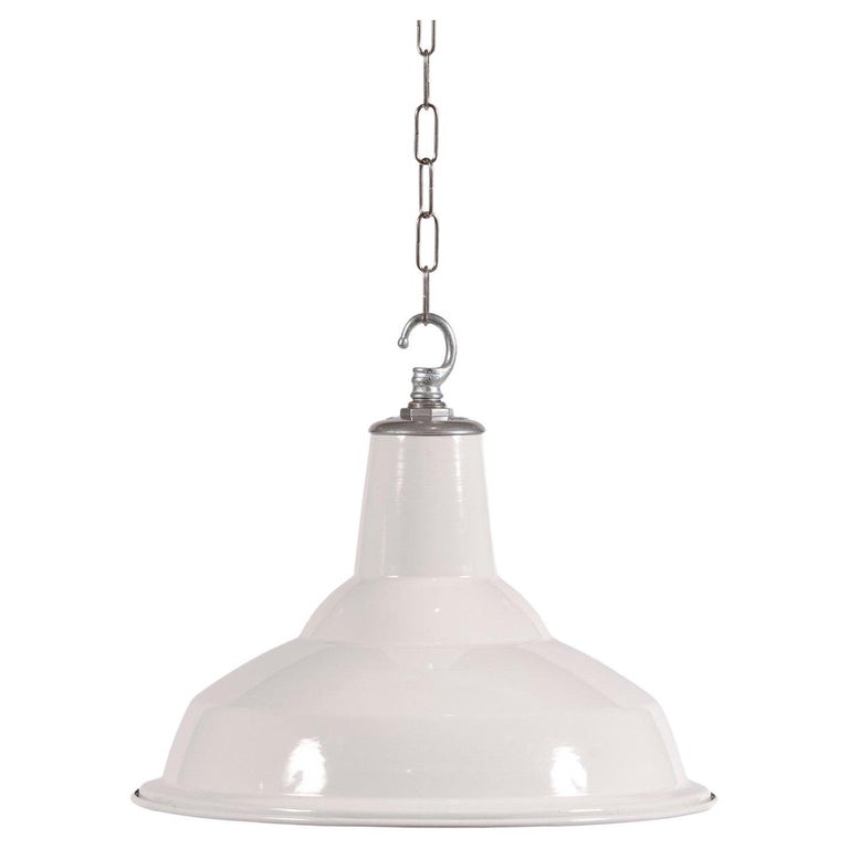 Reclaimed White Enamel Industrial Pendants by Benjamin Electric For ...