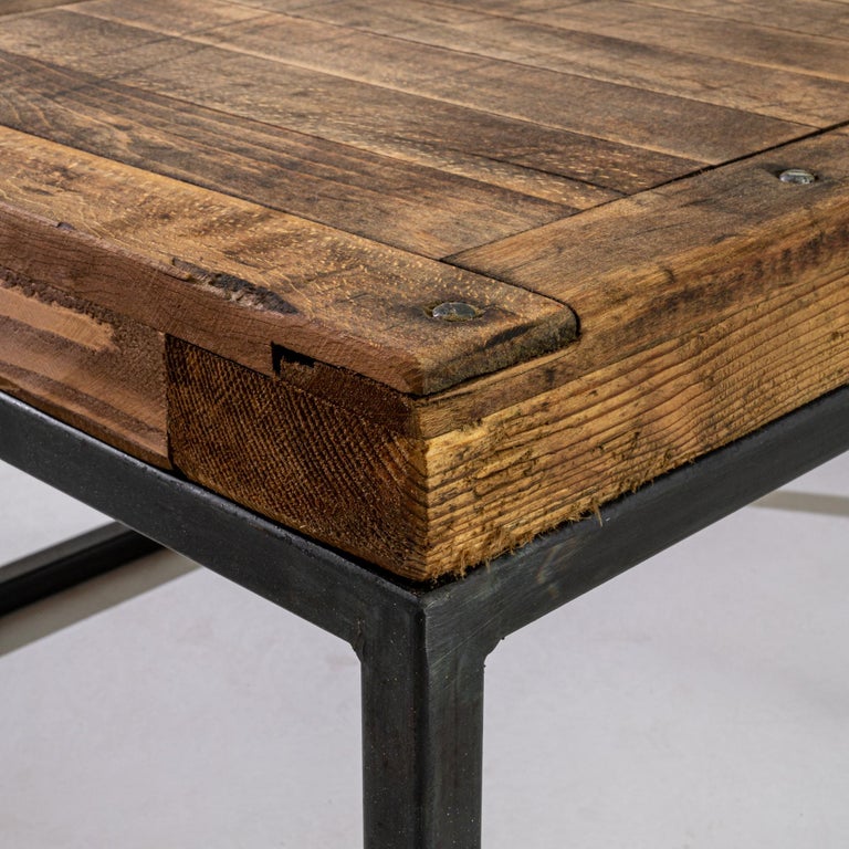 Reclaimed Wood and Metal Minimal Coffee Table For Sale at 1stDibs