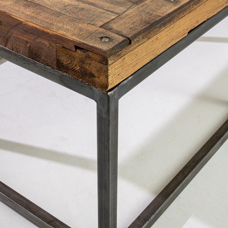 Reclaimed Wood and Metal Minimal Coffee Table For Sale at 1stDibs