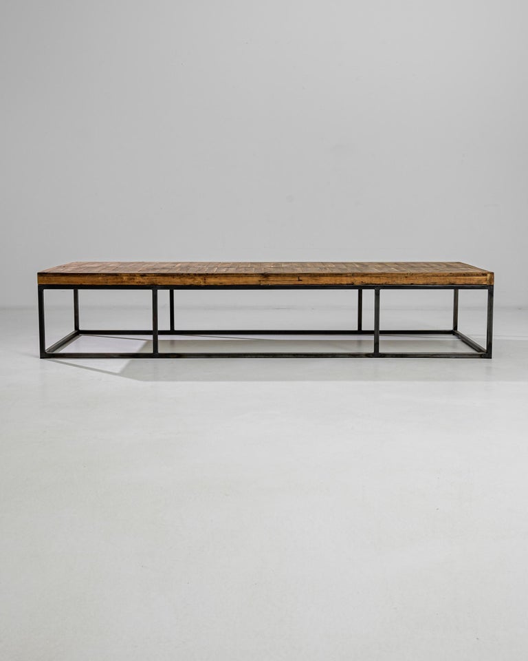 Reclaimed Wood and Metal Minimal Coffee Table For Sale at 1stDibs