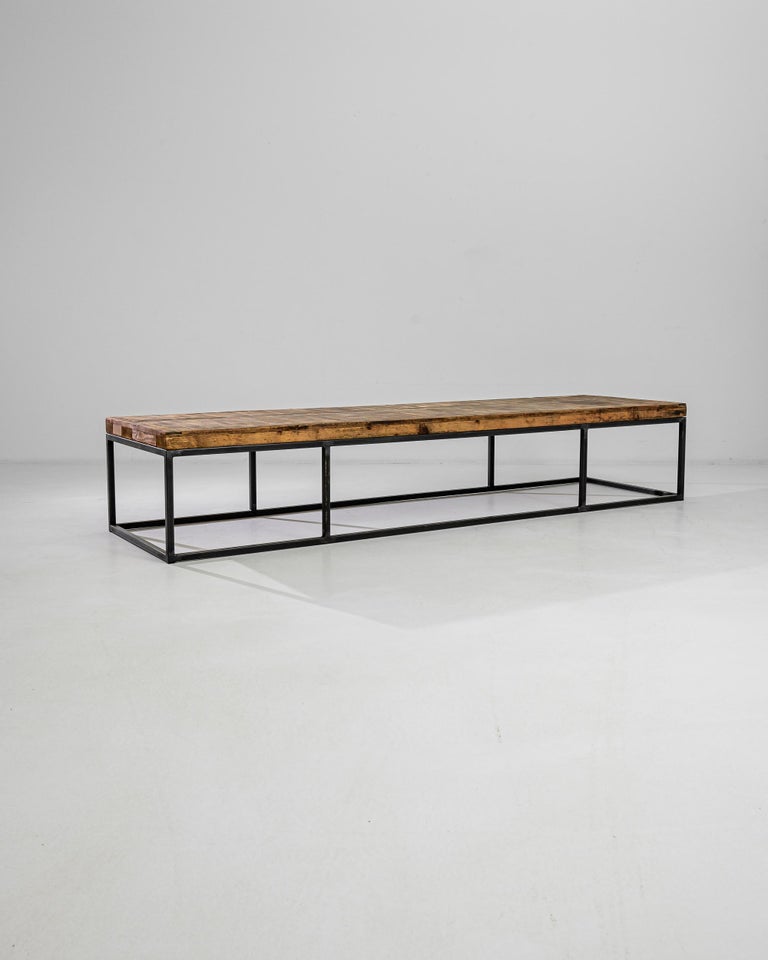 Reclaimed Wood and Metal Minimal Coffee Table For Sale at 1stDibs