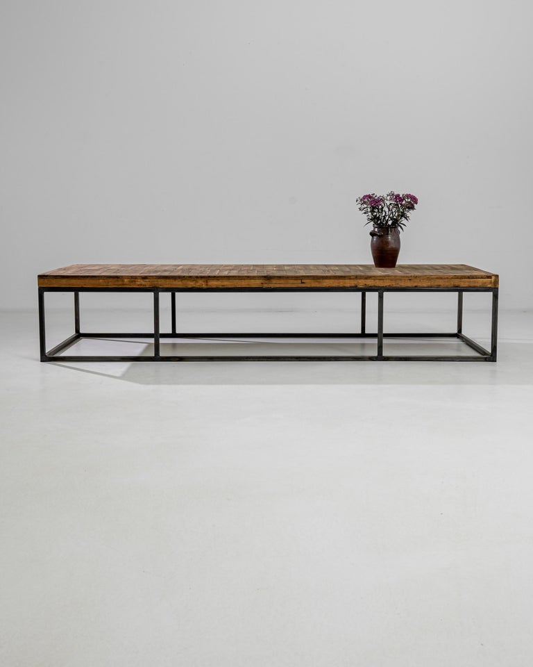 Reclaimed Wood and Metal Minimal Coffee Table For Sale at 1stDibs