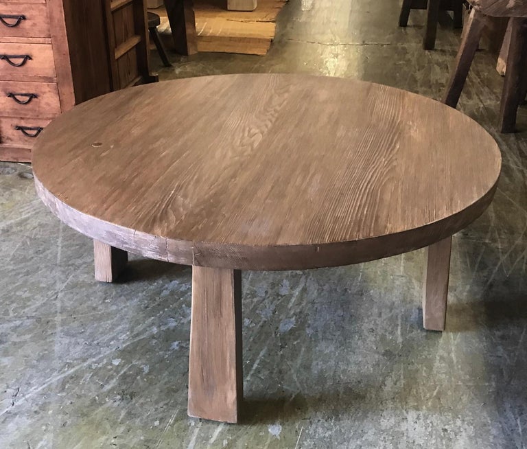 Reclaimed Wood Round Coffee Table at 1stDibs
