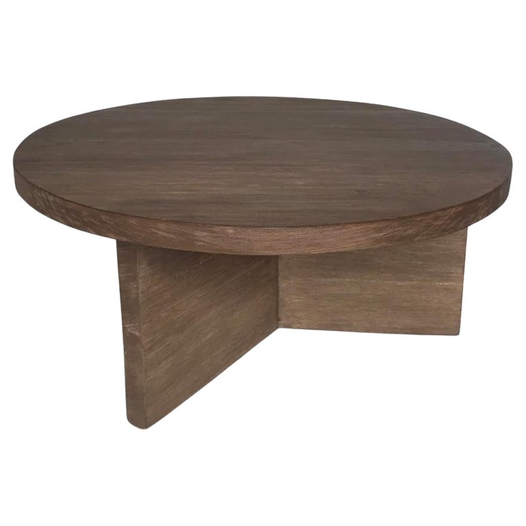 Reclaimed Wood Round Coffee Table For Sale at 1stDibs