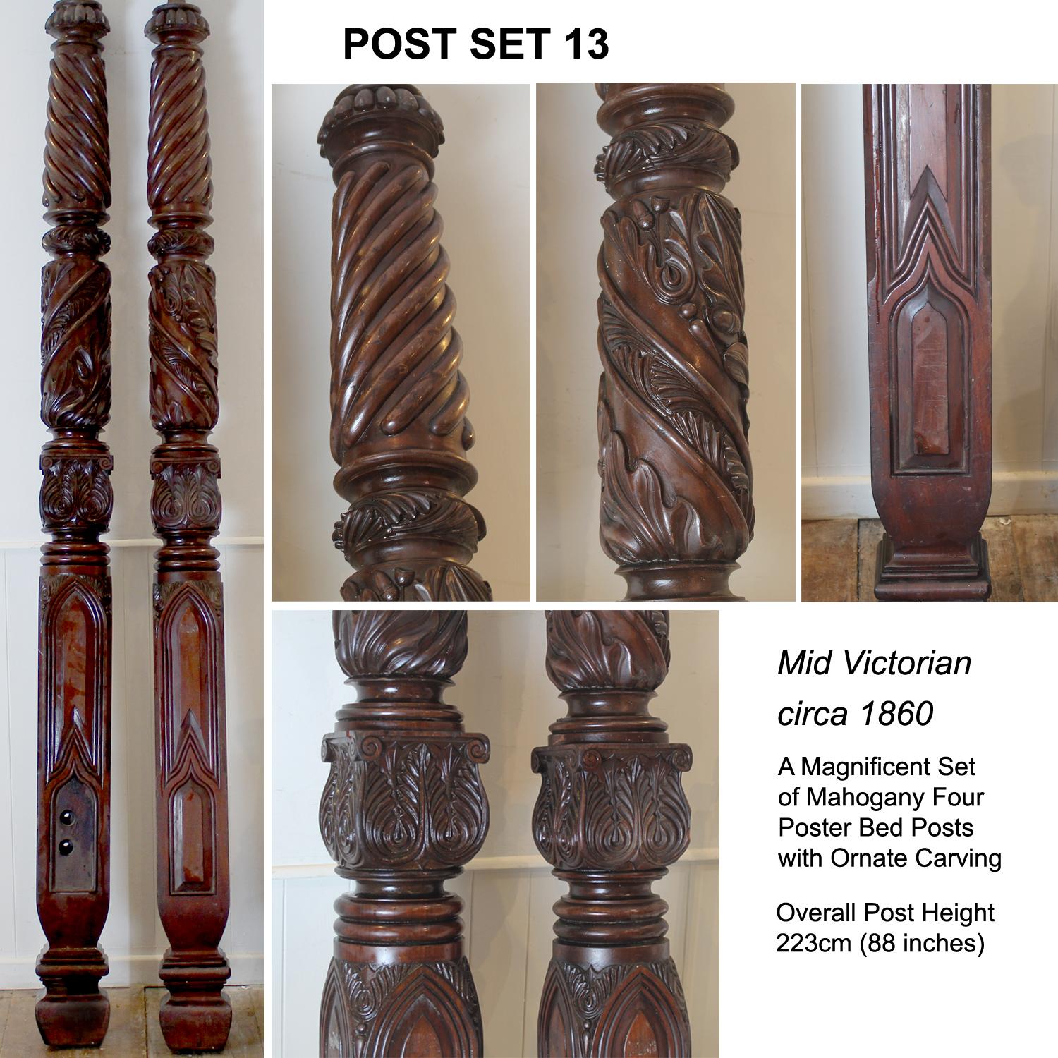 Reconstructed Wooden Four Poster Bed Using Antique Bed Posts For Sale ...