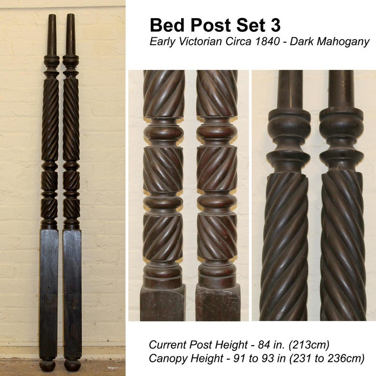 Reconstructed Wooden Four Poster Bed - W4P101 - Post Set 3 For Sale at ...