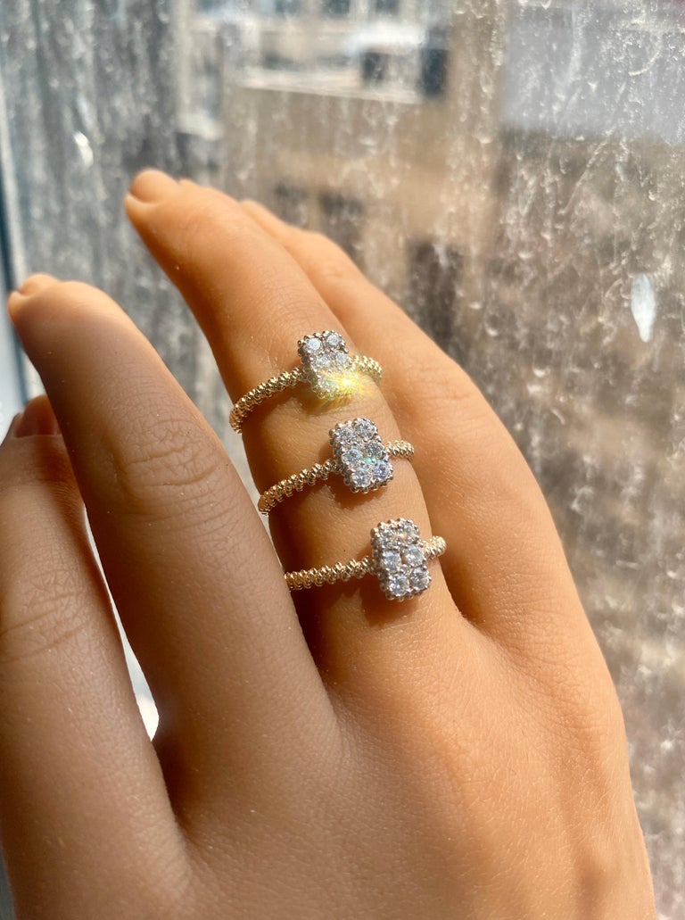 Rectangle Diamond Ring, Solid Gold Stackable Ring, Natural Diamond ...