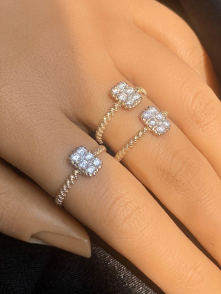 Rectangle Diamond Ring, Solid Gold Stackable Ring, Natural Diamond ...