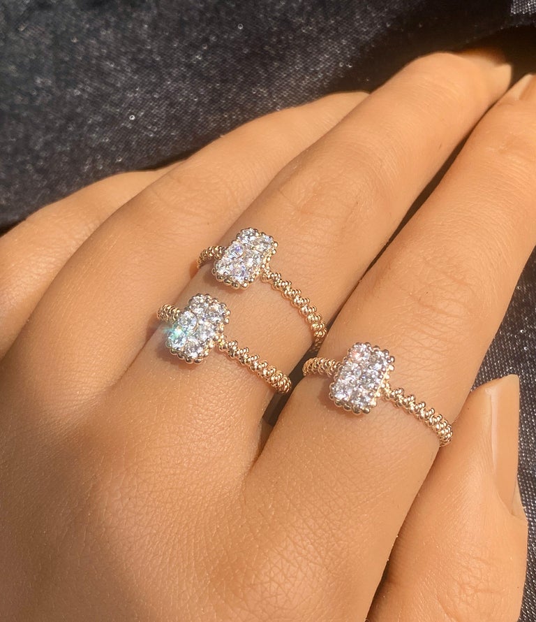 Rectangle Diamond Ring, Solid Gold Stackable Ring, Natural Diamond ...