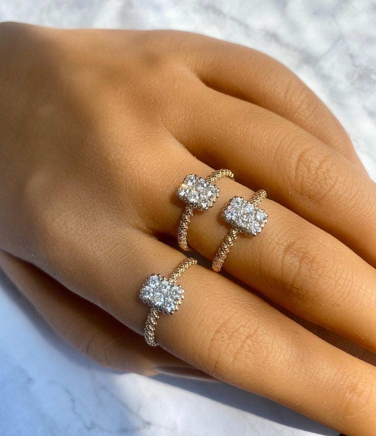 Rectangle Diamond Ring, Solid Gold Stackable Ring, Natural Diamond ...